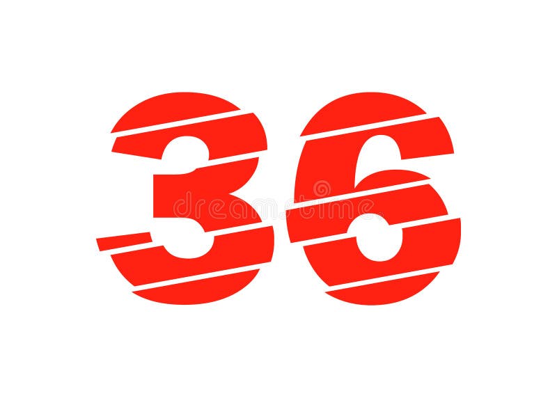 Modern Red 36 Number Design Vector Illustration. Numeral Vector Trendy ...
