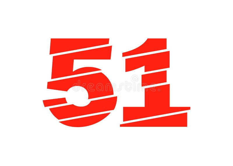 Modern Red 51 Number Design Vector Illustration. Numeral Vector Trendy ...