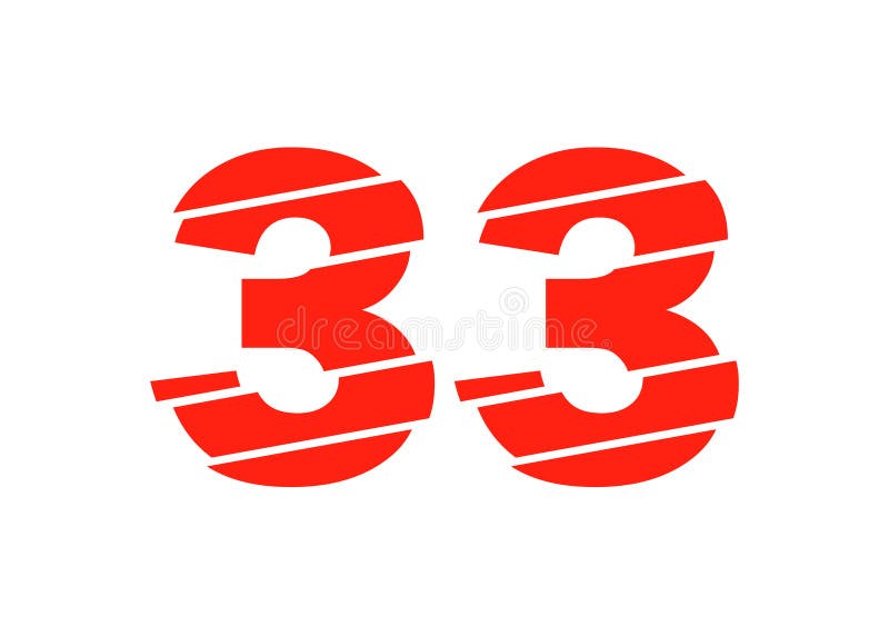 Modern Red 33 Number Design Vector Illustration. Numeral Vector Trendy ...