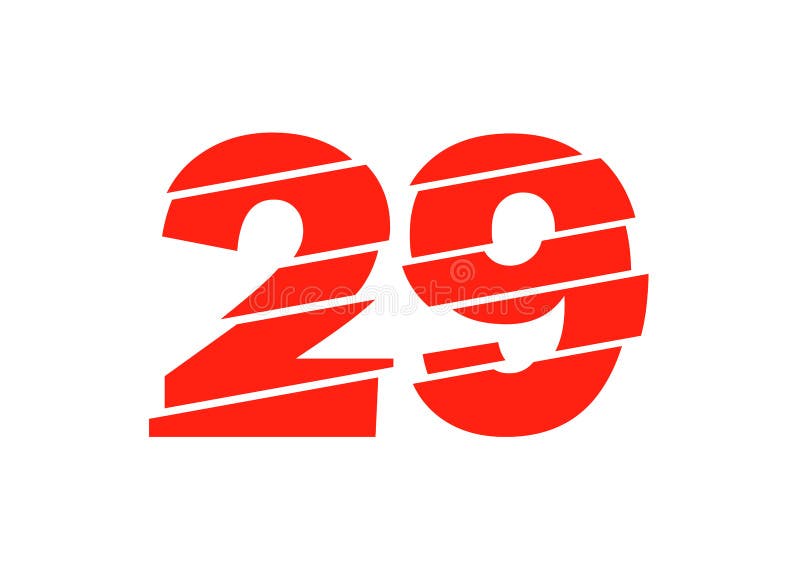 Modern Red 29 Number Design Vector Illustration. Numeral Vector Trendy ...