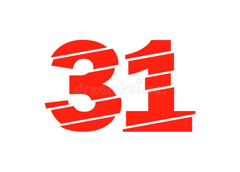 Modern Red 31 Number Design Vector Illustration. Numeral Vector Trendy ...