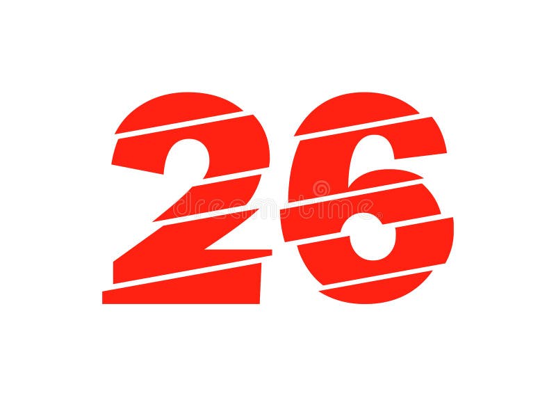 Modern Red 26 Number Design Vector Illustration. Numeral Vector Trendy ...