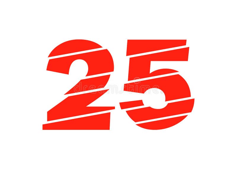 Modern Red 25 Number Design Vector Illustration. Numeral Vector Trendy ...