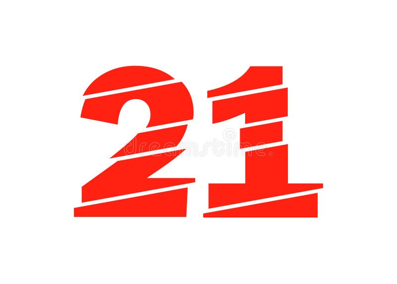 Modern Red 21 Number Design Vector Illustration. Numeral Vector Trendy ...