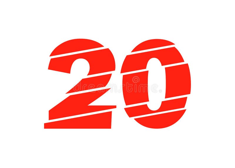 Modern Red 20 Number Design Vector Illustration. Numeral Vector Trendy ...