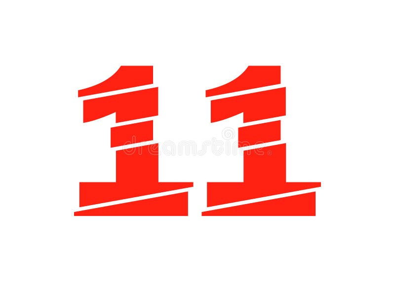 Modern Red 11 Number Design Vector Illustration. Numeral Vector Trendy ...