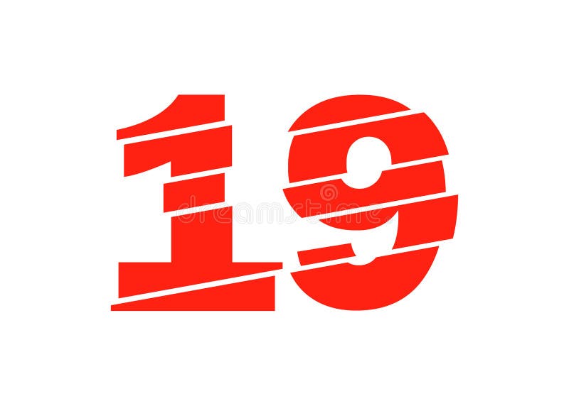 Modern Red 19 Number Design Vector Illustration. Numeral Vector Trendy ...