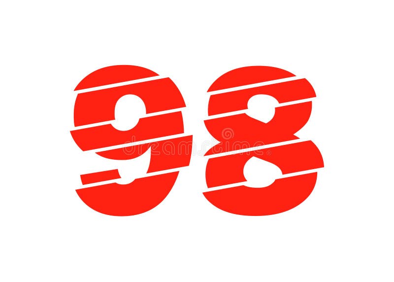 Modern Red 98 Number Design Vector Illustration. Numeral Vector Trendy ...