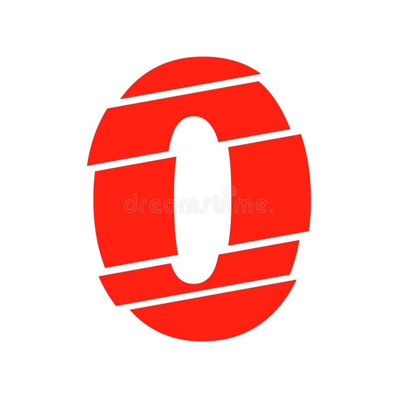 Modern Red 0 Number Design Vector Illustration. Numeral Vector Trendy ...