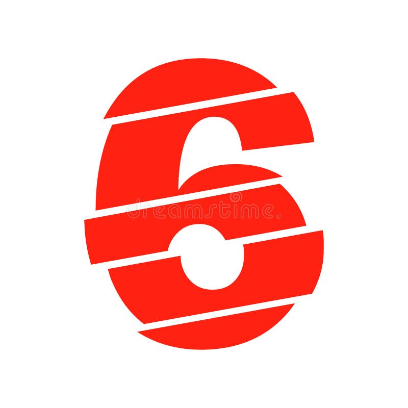 Modern Red 6 Number Design Vector Illustration. Numeral Vector Trendy ...