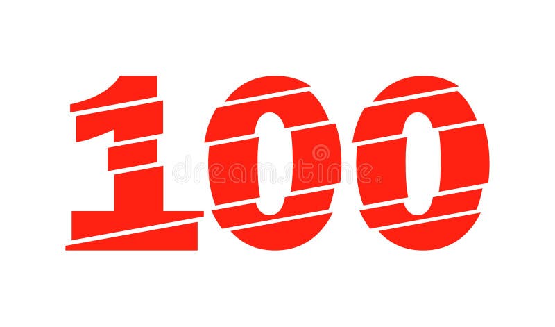 Modern Red 100 Number Design Vector Illustration. Numeral Vector Trendy ...