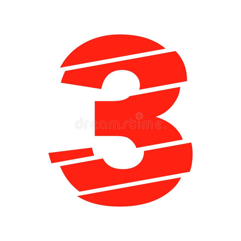 Modern Red 3 Number Design Vector Illustration. Numeral Vector Trendy ...