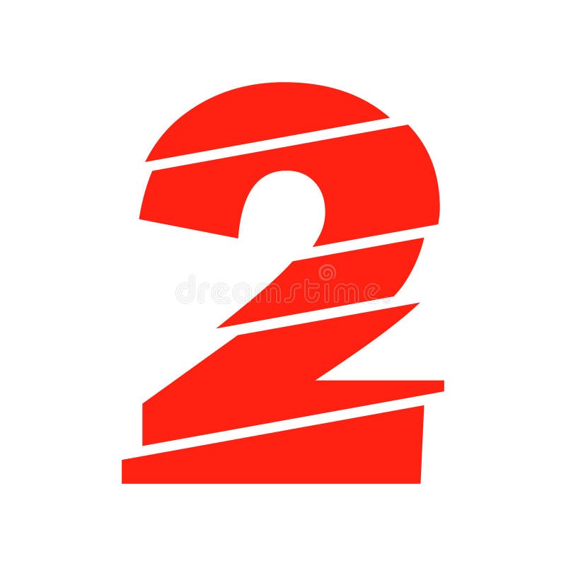 Modern Red 2 Number Design Vector Illustration. Numeral Vector Trendy ...