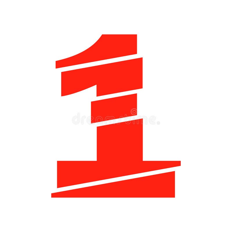 Modern Red 1 Number Design Vector Illustration. Numeral Vector Trendy ...