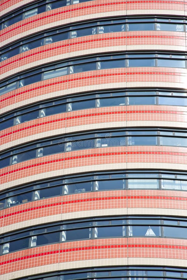 Modern Red Office with Windows Stock Photo - Image of construction ...