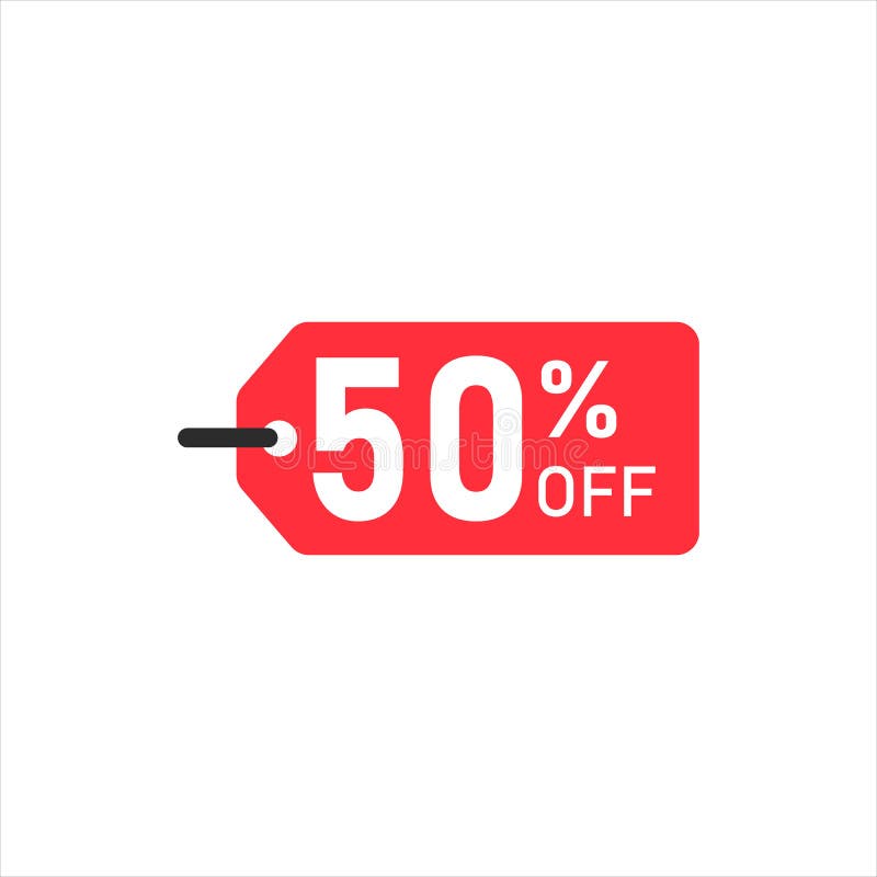 Modern Red 50 Percent Discount Sign on White Background Stock ...