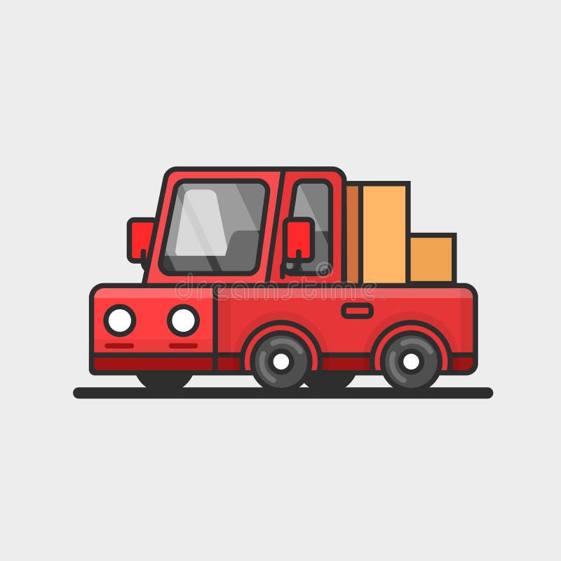 Modern Red Pickup Car Icon. Delivery Concept. Flat Design Stock Vector ...