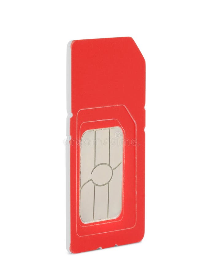 Modern Red SIM Card Isolated on White Stock Photo - Image of phone ...