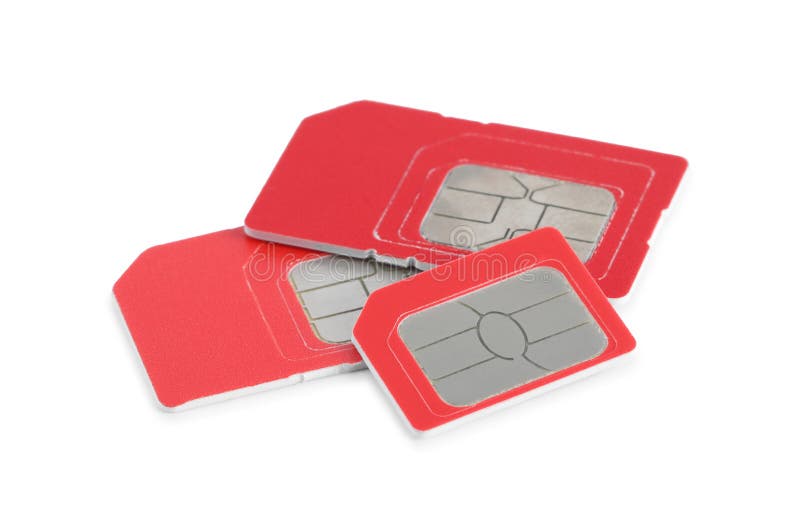 Modern Red SIM Cards on White Background Stock Image - Image of cards ...