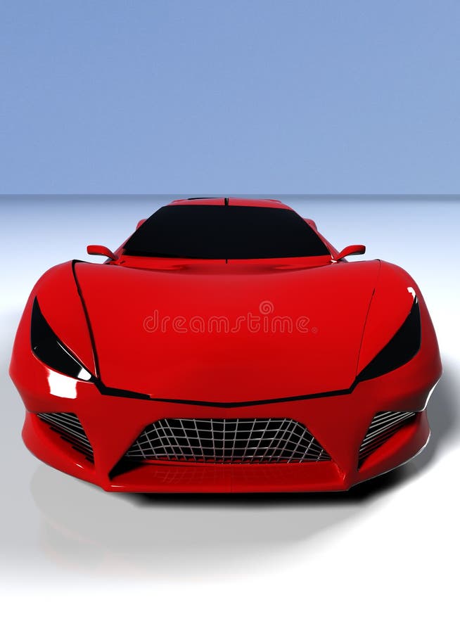 Modern Red Sports Car ,3d ,render Stock Illustration - Illustration of ...