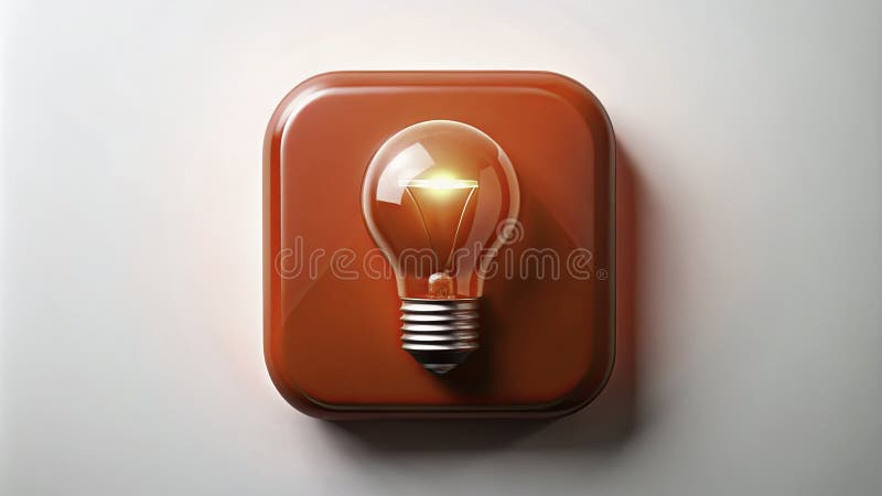 Modern Red Square Bulb Button Design with Long Shadow a Glowing LED ...