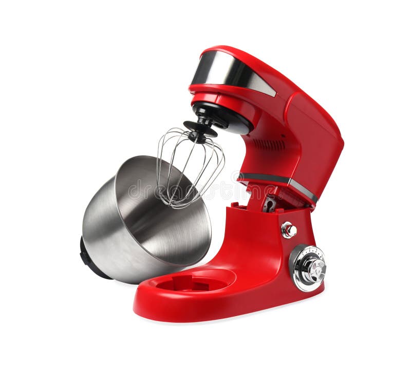 Modern Red Stand Mixer Isolated on White Stock Image - Image of device ...