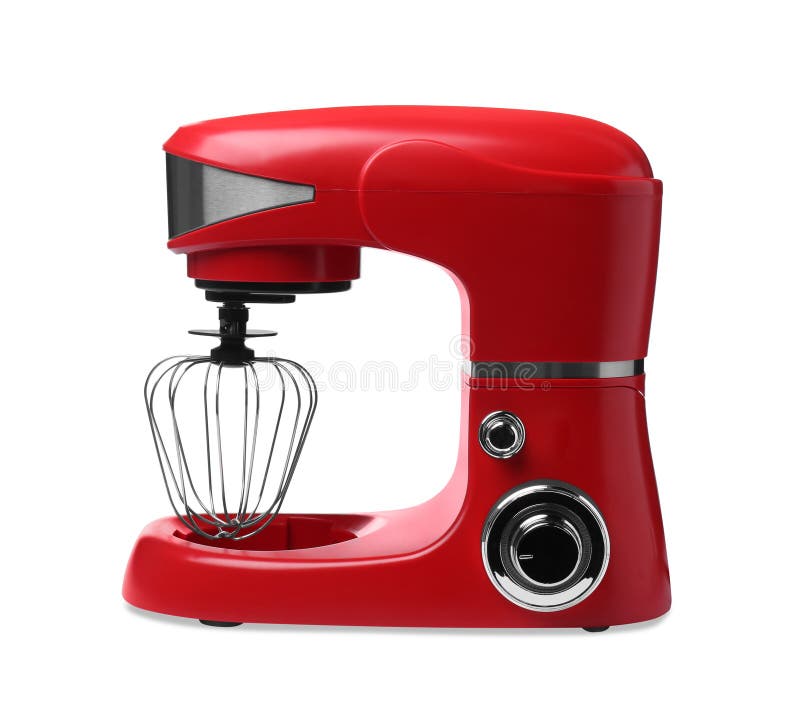 Modern Red Stand Mixer Isolated on White Stock Photo - Image of ...
