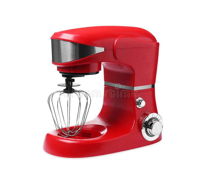 Modern Red Stand Mixer Isolated on White Stock Image - Image of recipe ...