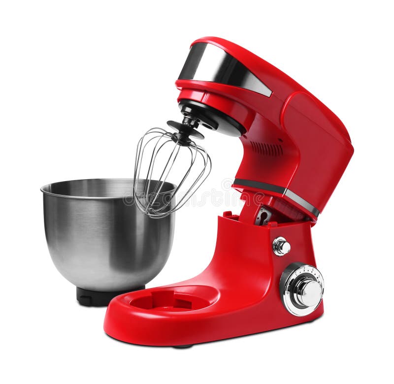 Modern Red Stand Mixer Isolated on White Stock Photo - Image of chef ...