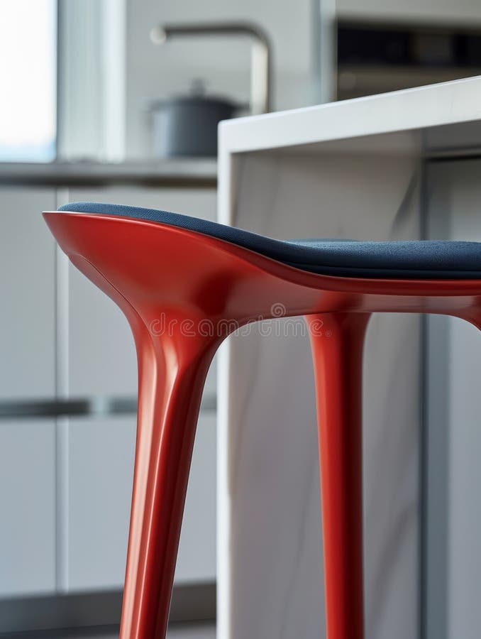 Modern Red Stool Contemporary Kitchen Setting Stock Photos - Free ...