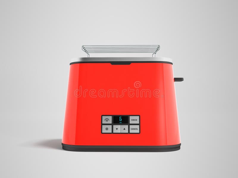 Modern Red Toaster Empty in Front 3d Render on Gray Background W Stock ...