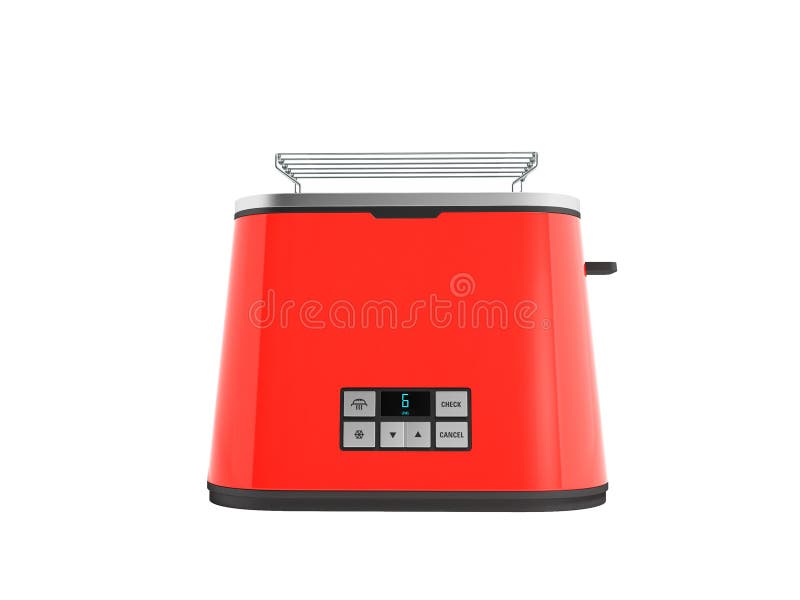 Modern Red Toaster Empty in Front 3d Render on White Background Stock ...