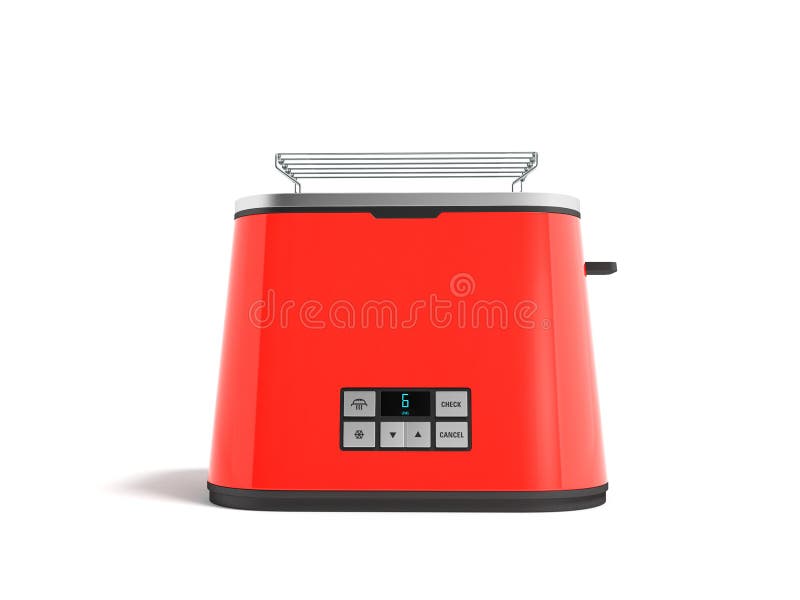 Modern Red Toaster Empty in Front 3d Render on White Background Stock ...