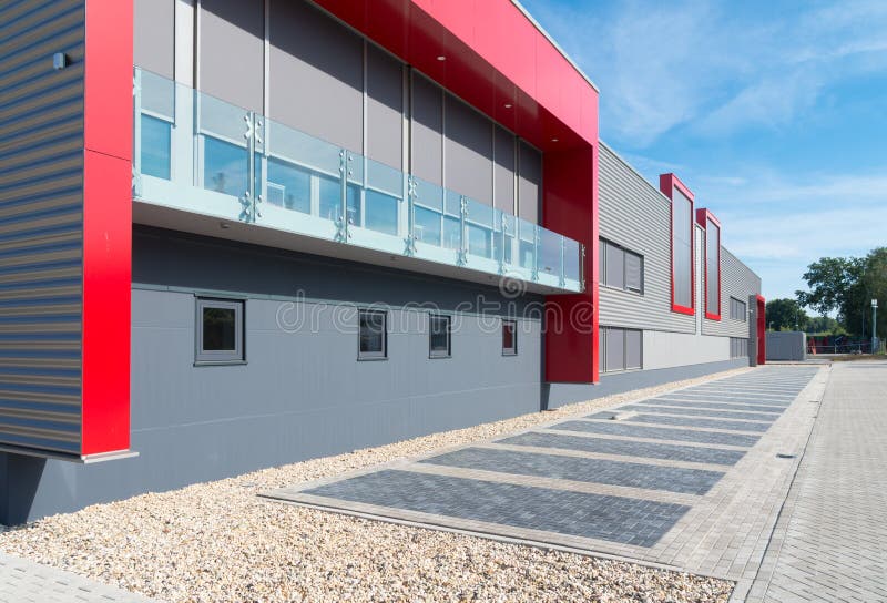 Modern red warehouse stock image. Image of warehouse - 59129899