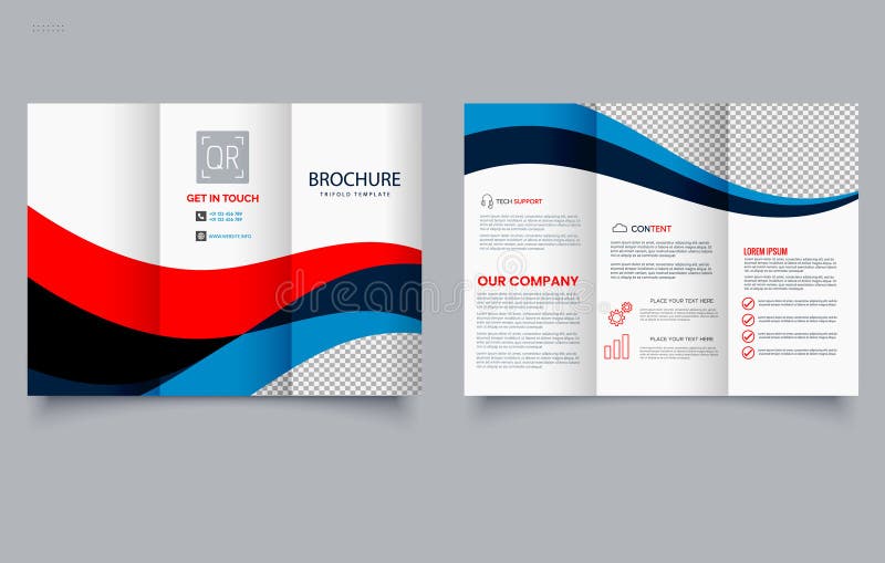 Modern Red Wave Trifold Brochure Template Design. Editable Image ...