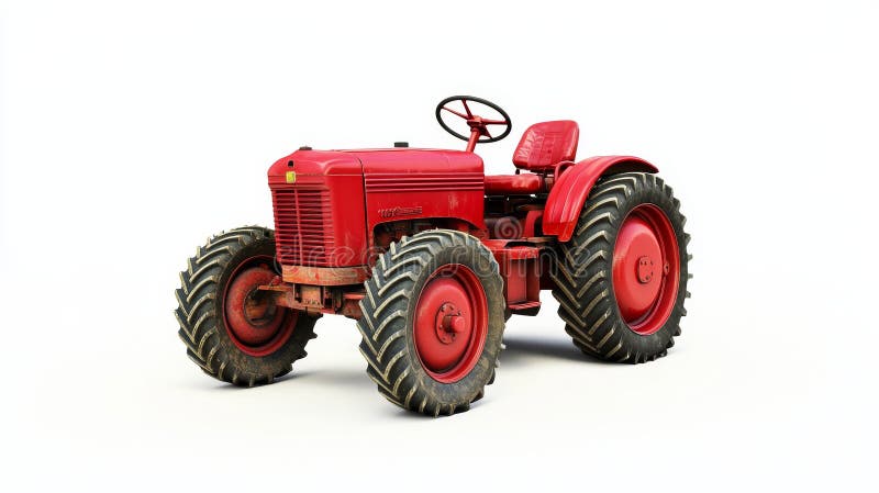 A Modern Red Wheeled Tractor with a Transparent Background Stock Photo ...