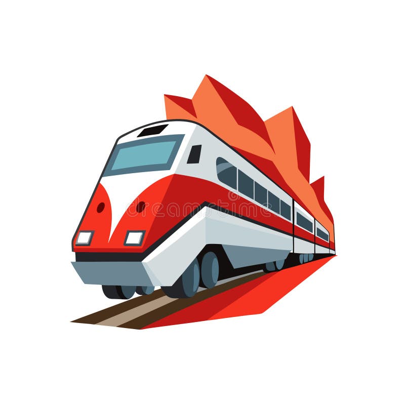 Modern Red and White High Speed Train Vector Stock Illustration ...