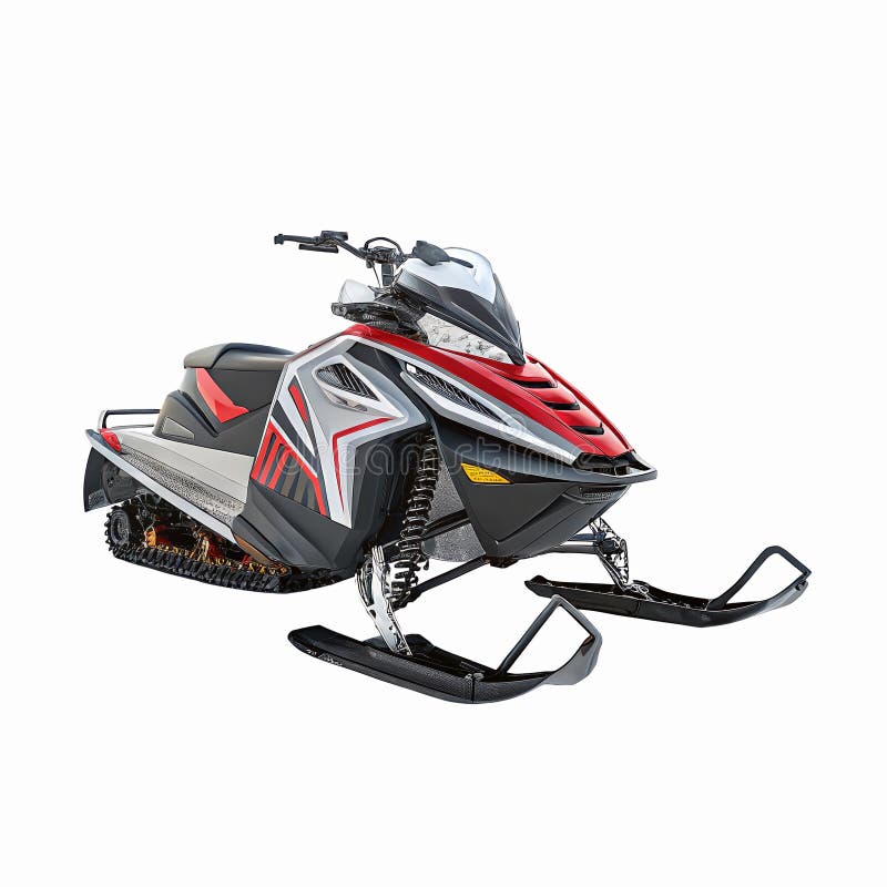 Modern Red and White Snowmobile with Angular Design and Sleek Body for ...