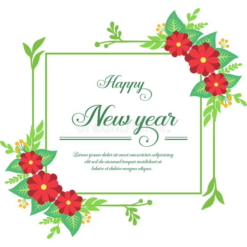 Modern Red Wreath Frame, Place for Text, Happy New Year. Vector Stock ...