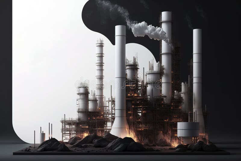 Modern Refinery 3d Style Mock Up. Stock Illustration - Illustration of ...