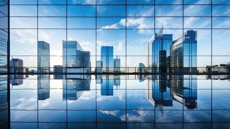 Modern Reflection Office Building Stock Illustration - Illustration of ...