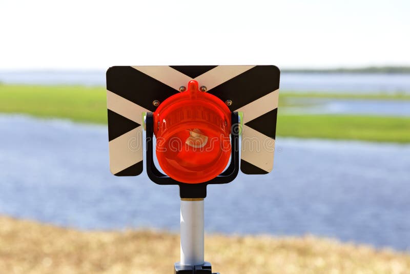 Milestone Geodesic with a Reflector Installed on the River Bank Stock ...