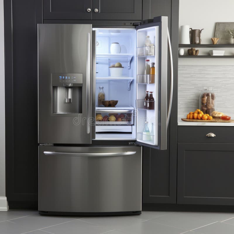 Modern Refridgerator with Ice Dispenser in Door Stock Image - Image of ...
