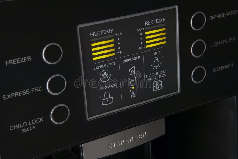 Modern Refrigerator Display Control Panel Stock Image - Image of knob ...