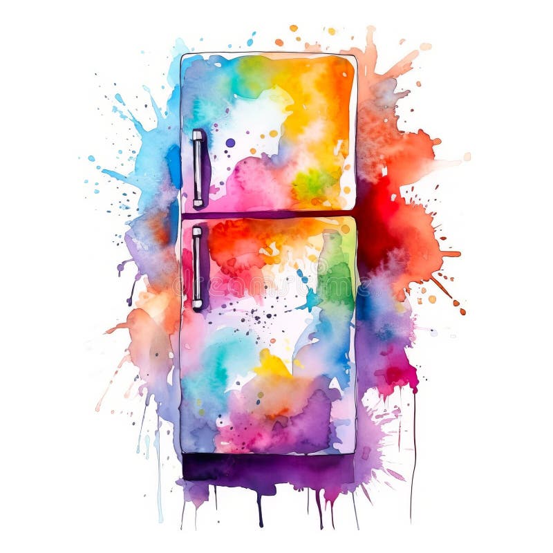 Modern Refrigerator Kitchen Appliance Square Illustration. Stock ...