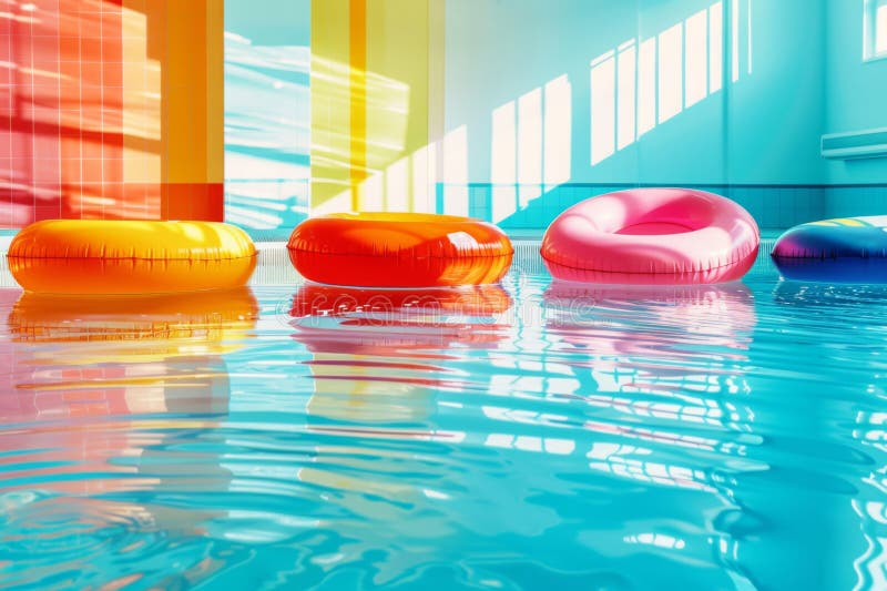 Modern Rehabilitation Centre Pool Scene with Floaties for Training in ...