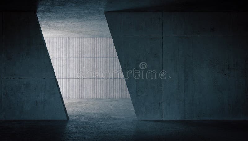 Modern Reinforced Concrete Interior, Diagonal Elements and Light on One ...