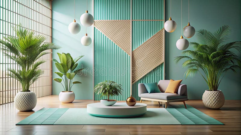 Modern Relaxation Scene with Geometric Elements AI-Created Content ...