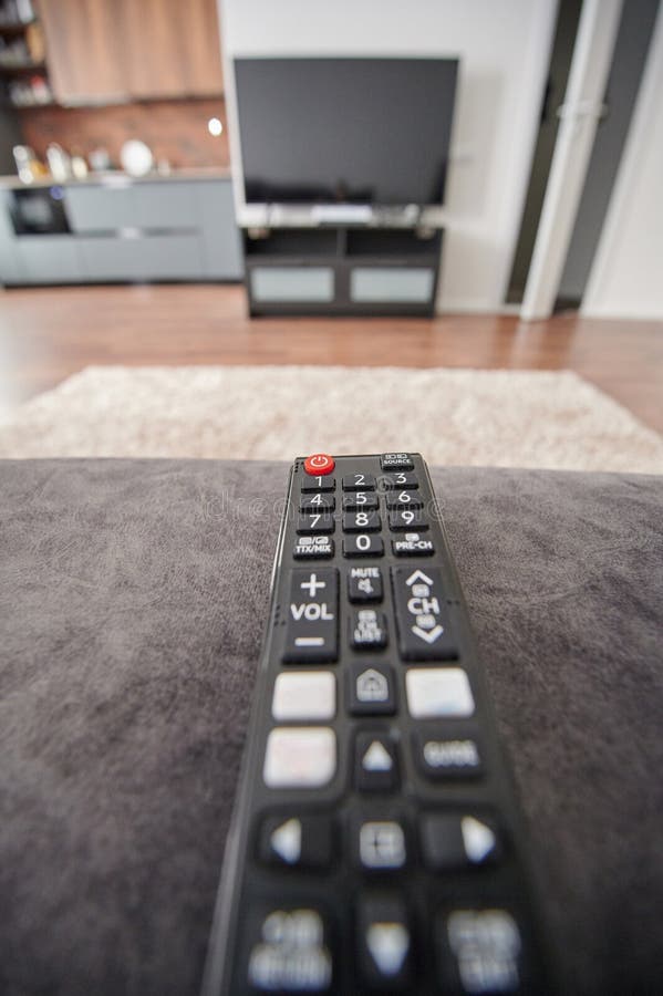 A Modern TV Remote Control On Pastel Background. Top View, Minimalism ...