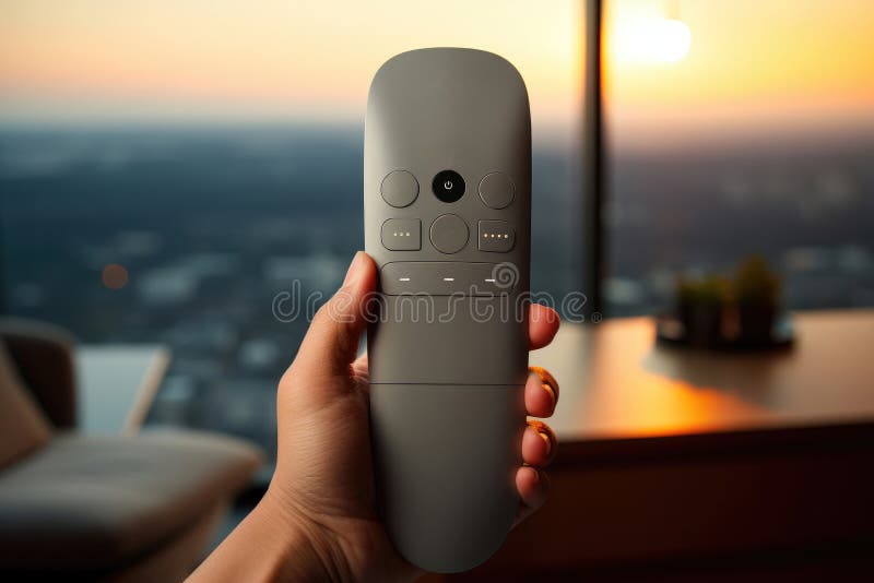 Modern Remote Control with an Elegant Design in the Hand of a Person on ...